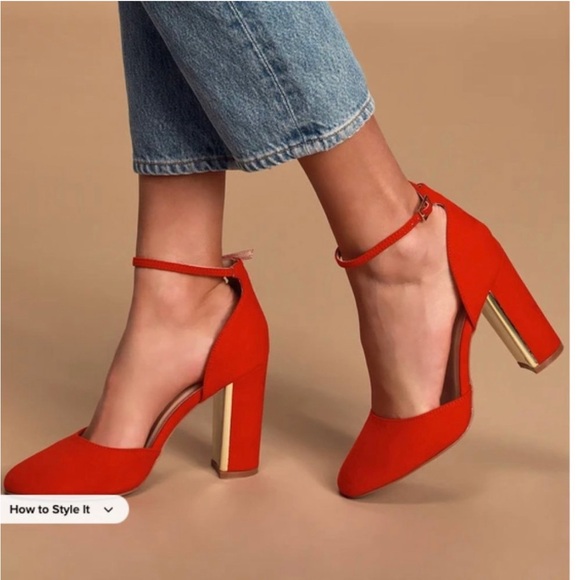 Lulus | Shoes | Lulu Laura Red Ankle Strap | Poshmark